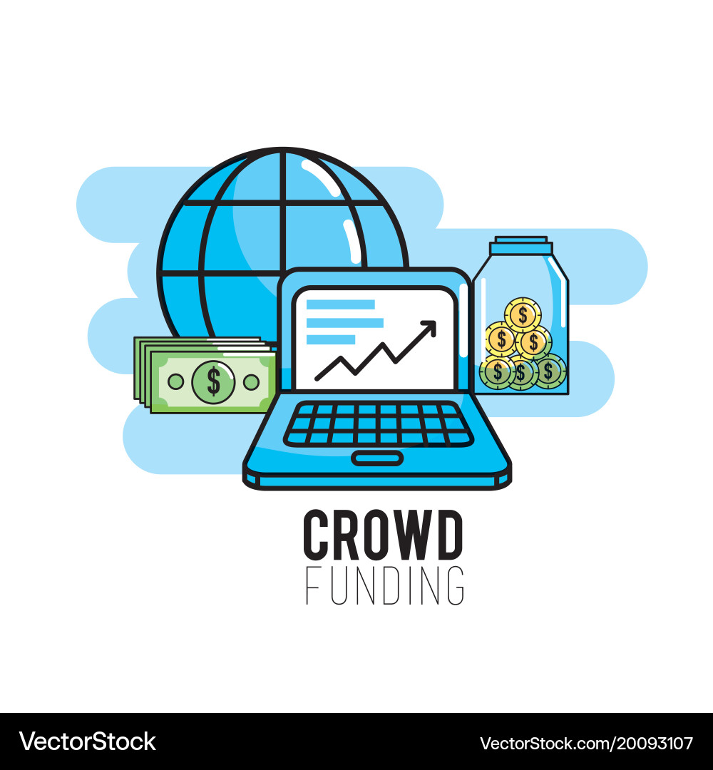 Crowdfunding strategy project to finance support Vector Image