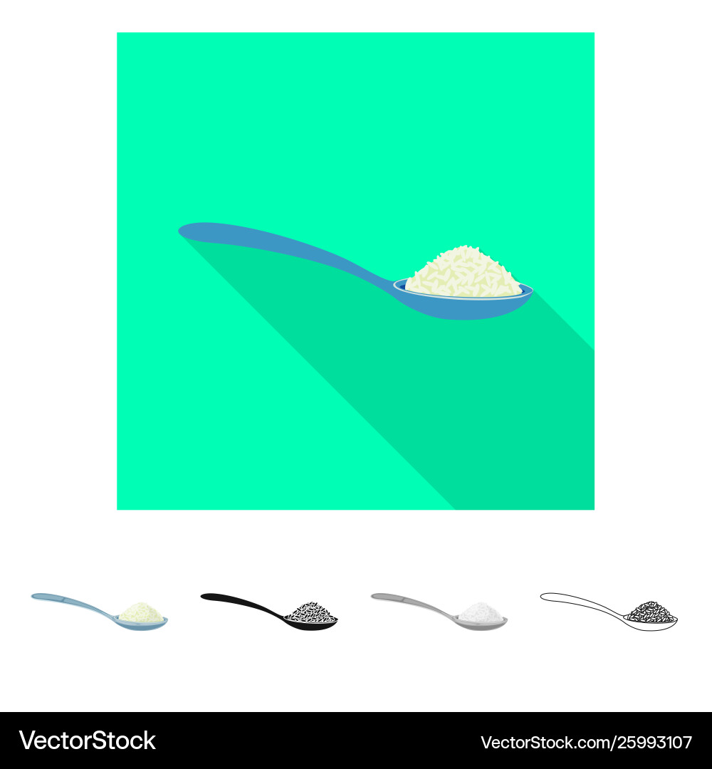 Design spoon and rice sign set Royalty Free Vector Image