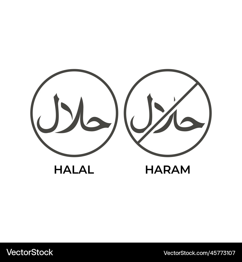 Halal and haram label outline icon template Vector Image