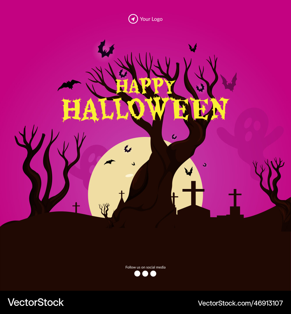 Happy halloween banner design template Royalty Free Vector