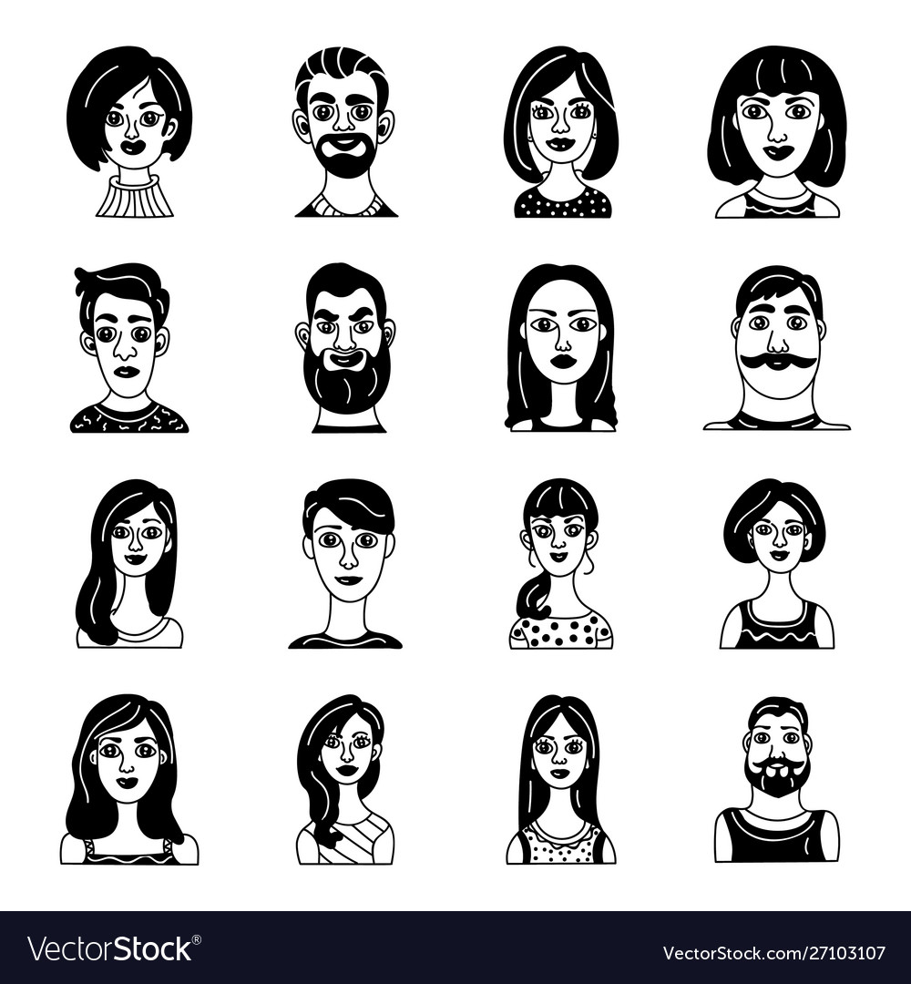 Human avatar solid icons Royalty Free Vector Image