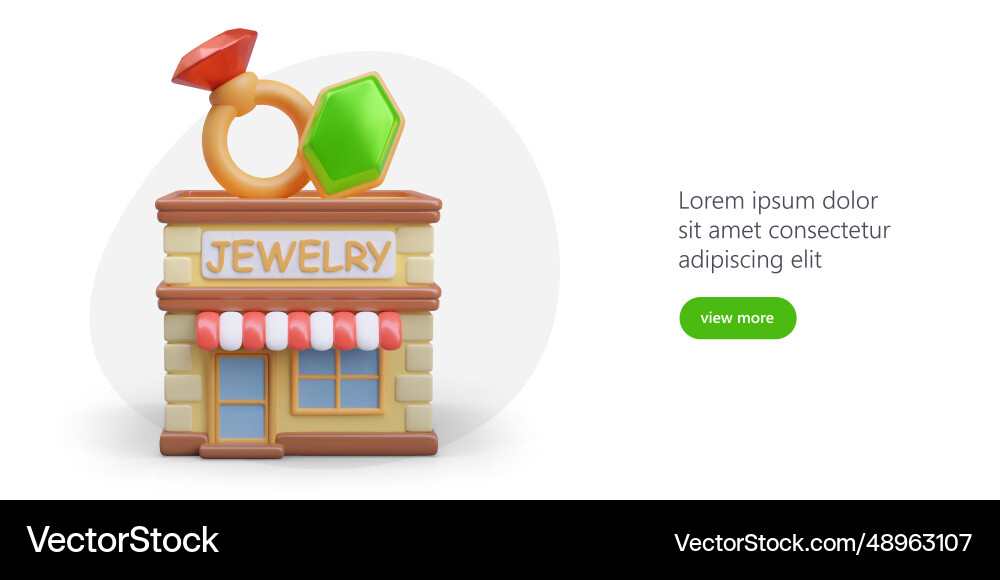 Jewelry store 3d shop with decorative ring Vector Image