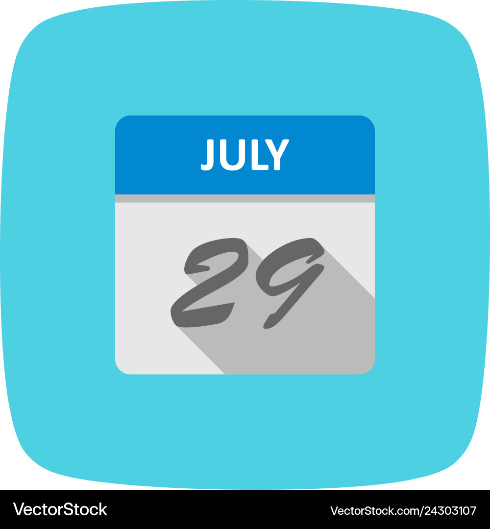 July 29th date on a single day calendar Royalty Free Vector