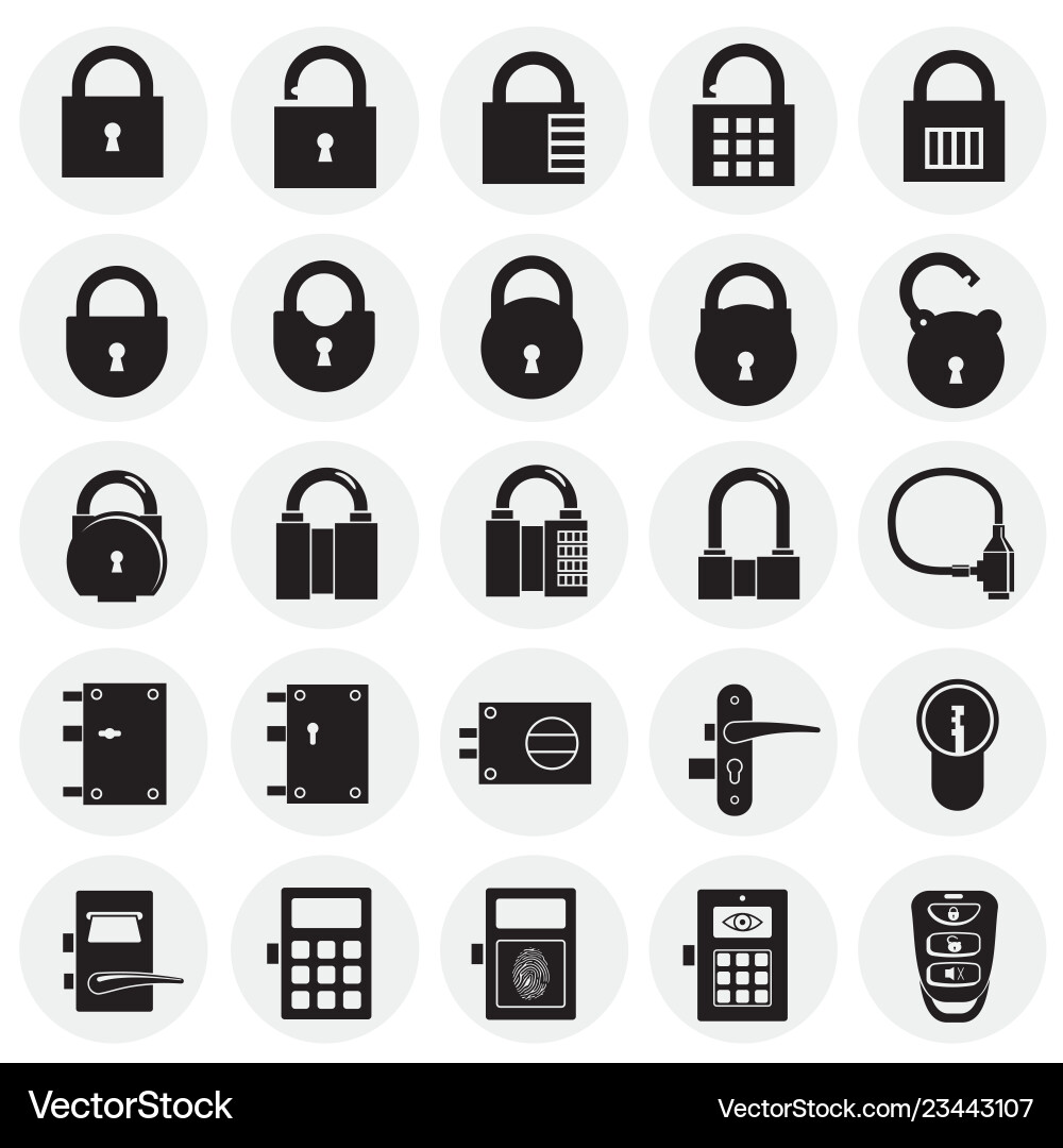 Lock icons set on circles background for graphic Vector Image