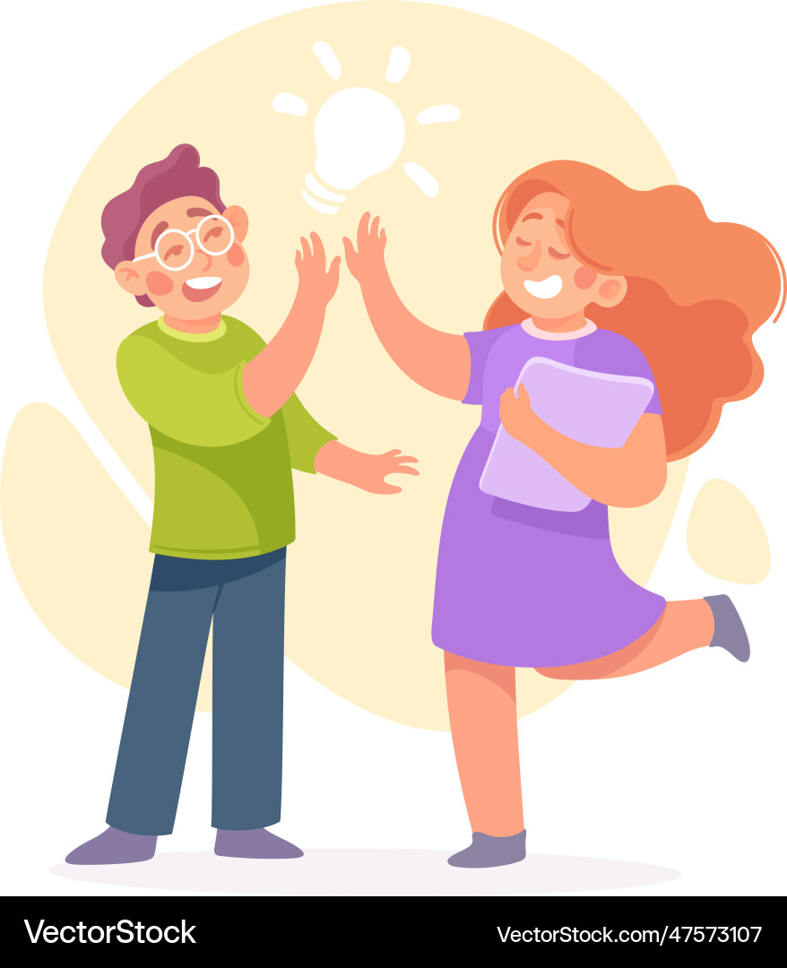 Man and woman having bright idea finding smart Vector Image