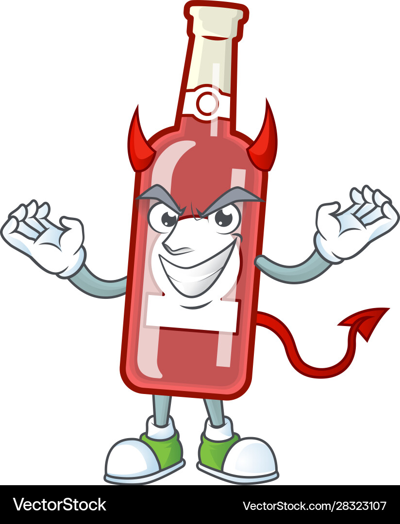 Mascot cartoon champagne red bottle on a devil Vector Image