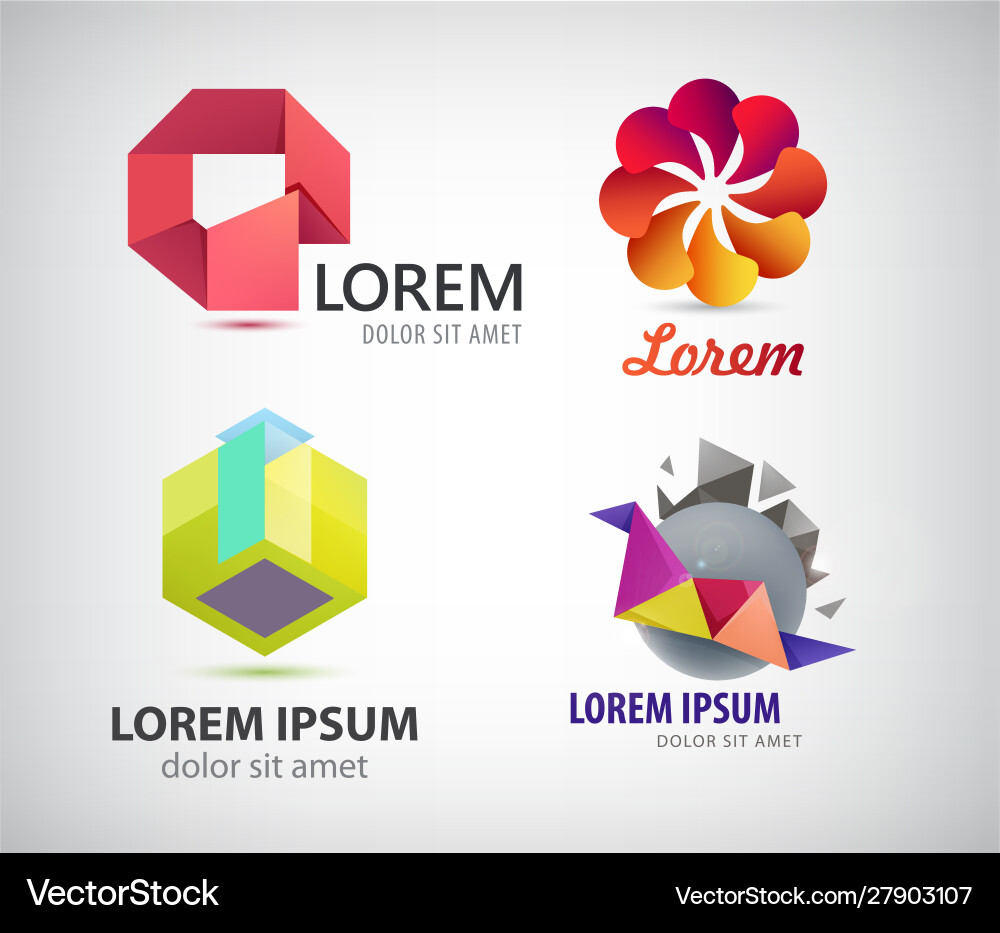 Set abstract shapes logos icons isolated Vector Image