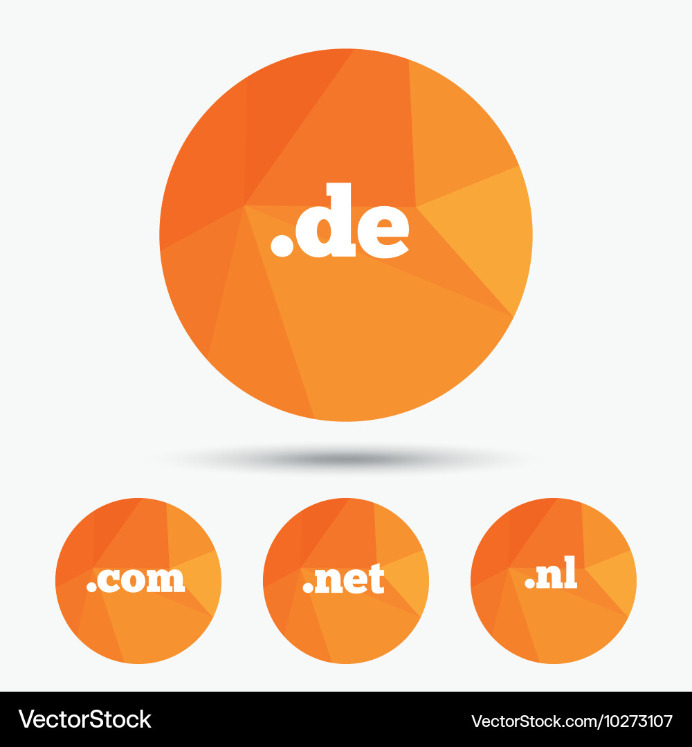 Top-level domains signs De Com Net and Nl Vector Image