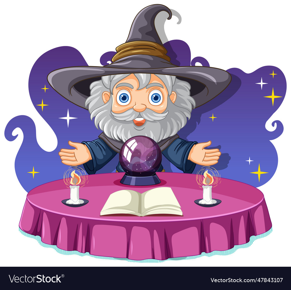 Wizard With Magic Spell Cartoon Royalty Free Vector Image