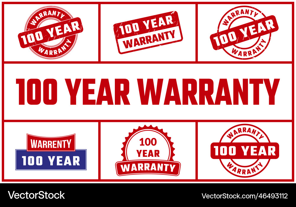 100 year warranty rubber stamp set Royalty Free Vector Image