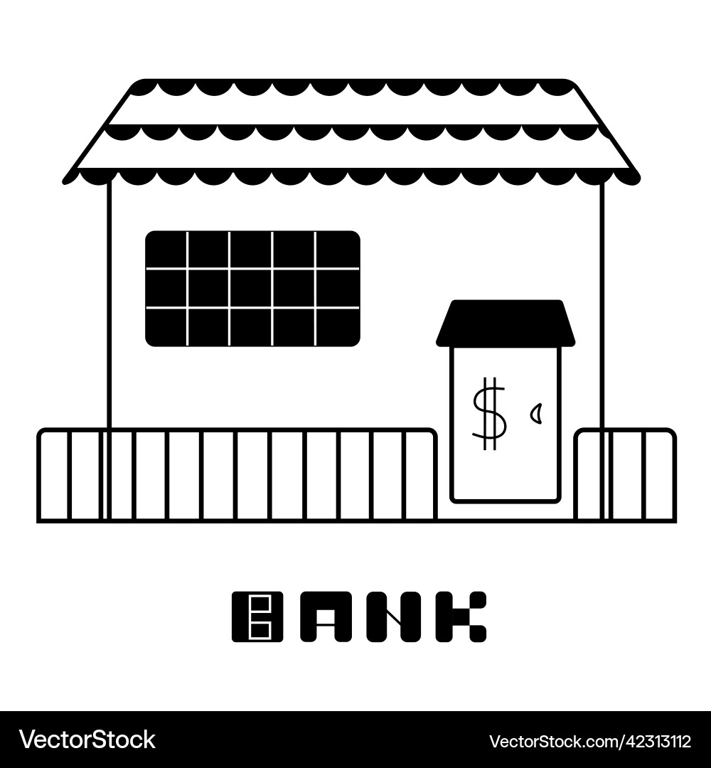 Bank black and white icon Royalty Free Vector Image