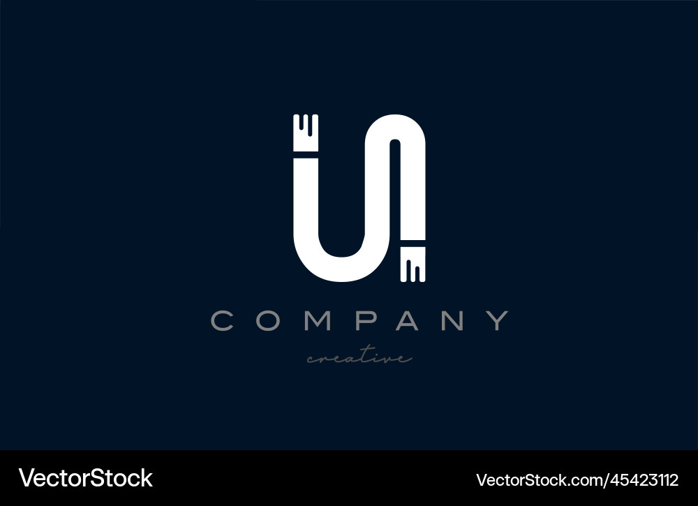 Blue white u alphabet letter logo icon design Vector Image