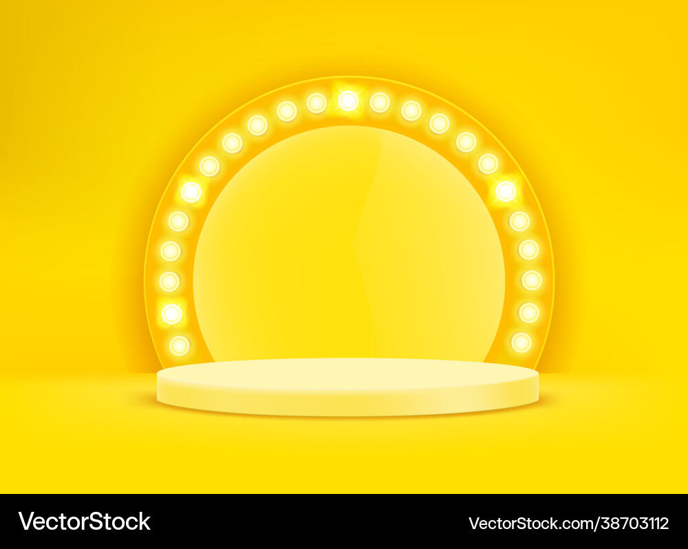 Bright yellow illuminated scene with pedestal Vector Image