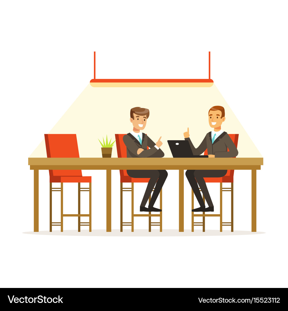 Businesspeople discussing ideas in open space Vector Image