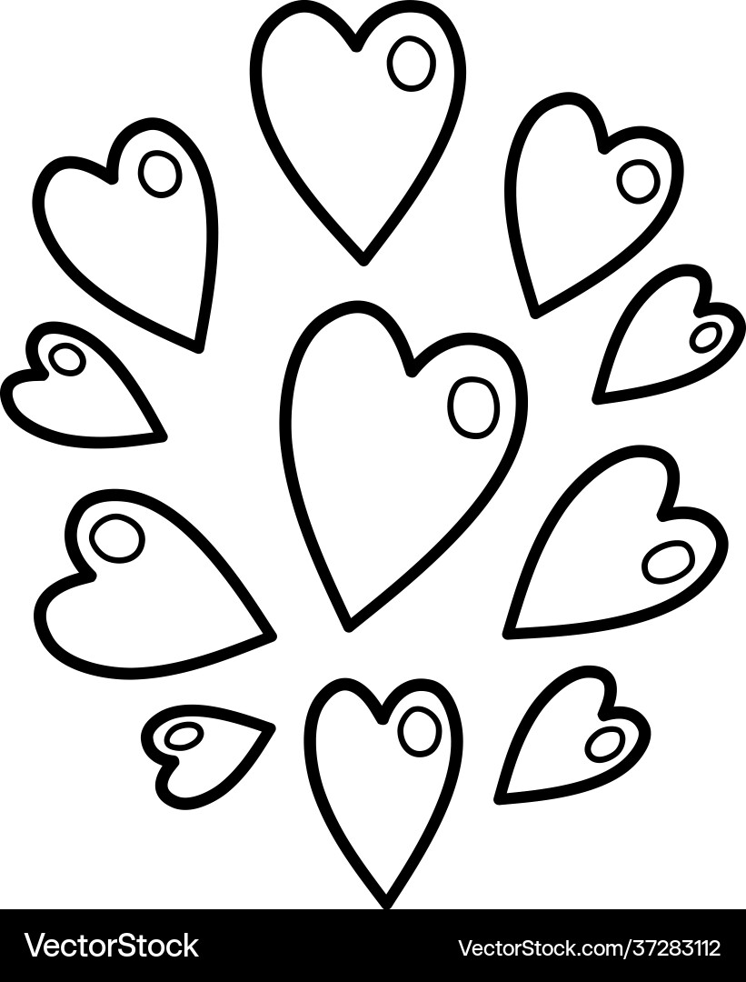 Group hearts icon hand drawn and outline style Vector Image