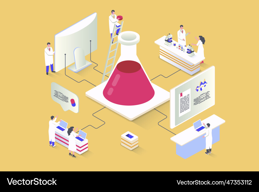 Medical laboratory concept in 3d isometric design Vector Image
