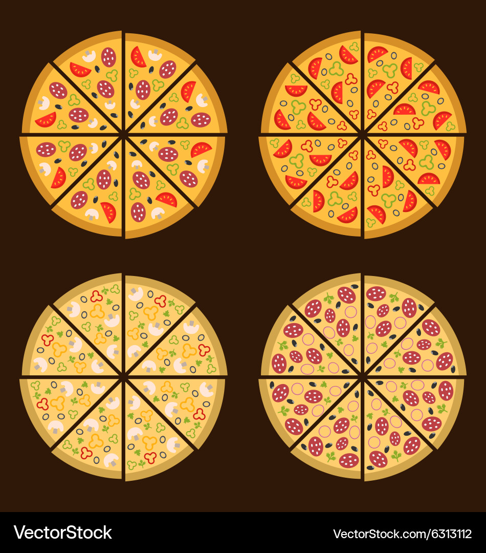 Pizza on the board and ingredients Royalty Free Vector Image