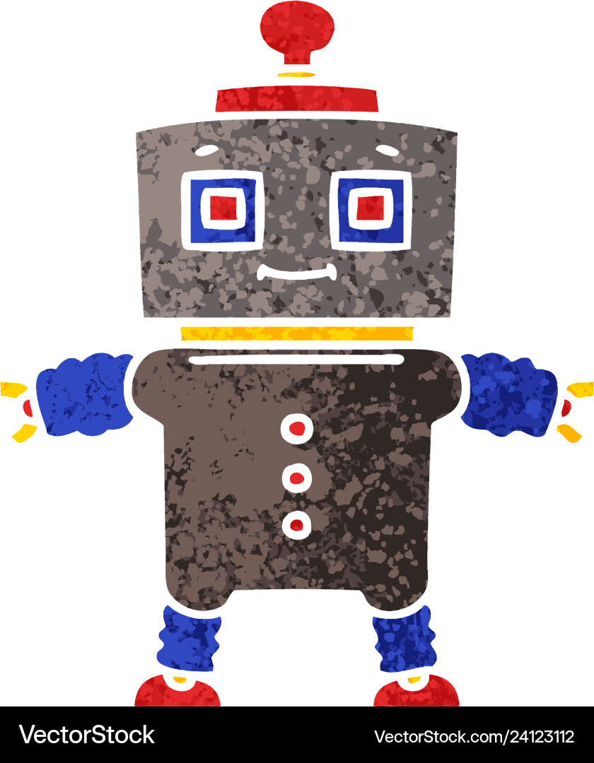 Quirky retro style cartoon robot Royalty Free Vector Image