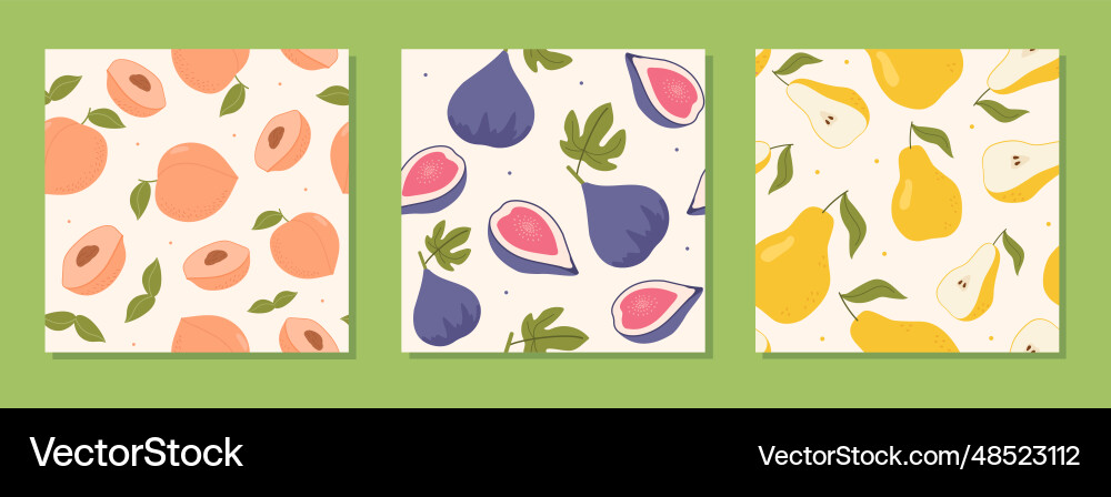 Set of seamless patterns with fruits Royalty Free Vector