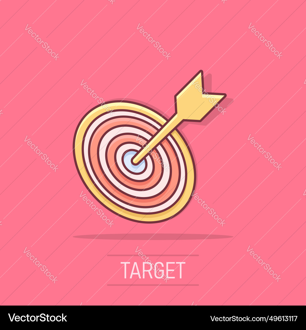 Cartoon target aim icon in comic style darts game Vector Image