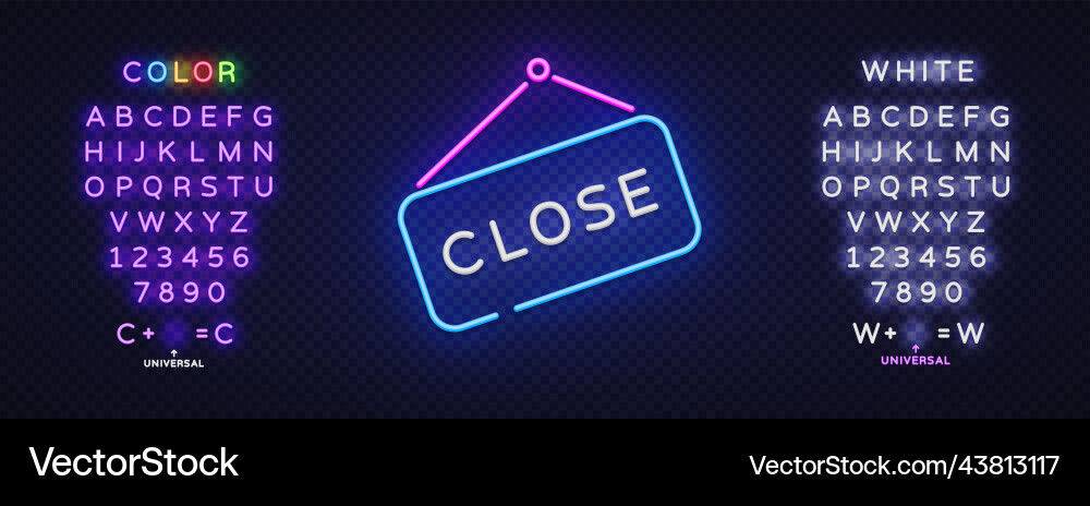 Close neon for banner design isolated Royalty Free Vector