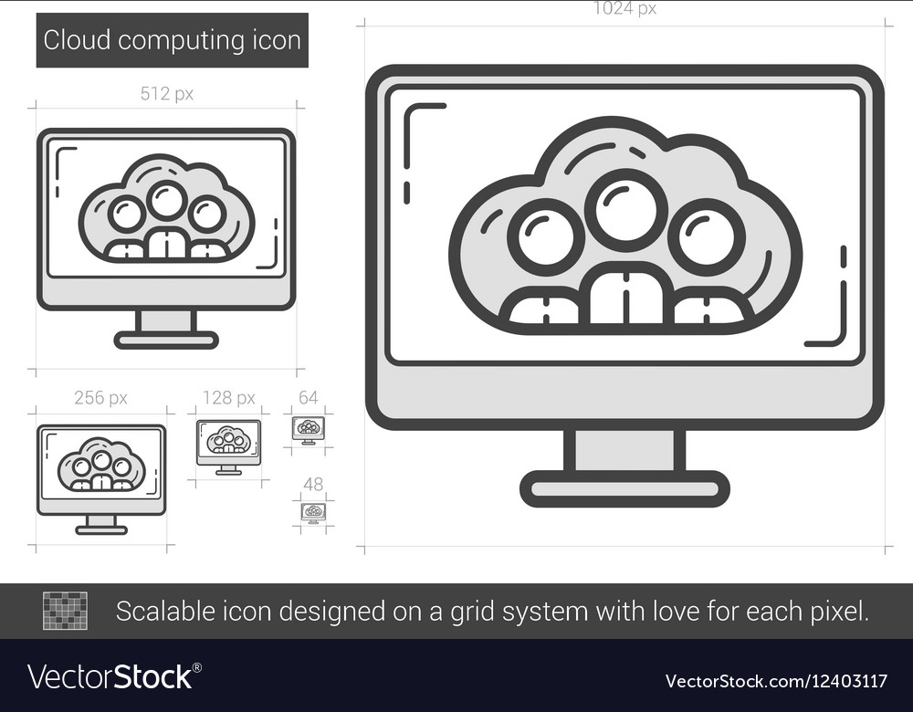 Cloud computing line icon Royalty Free Vector Image