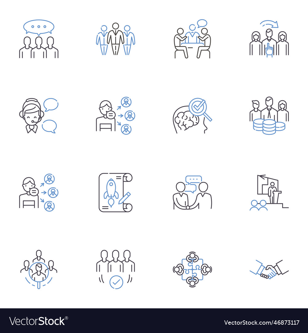 Collaborative alliance line icons collection Vector Image