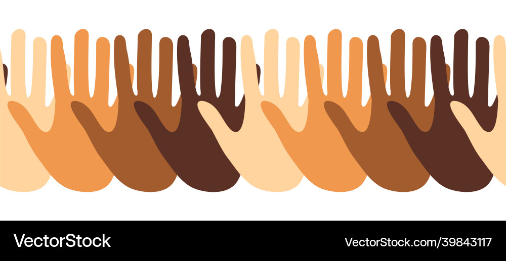 Colorful hands silhouettes seamless border Vector Image