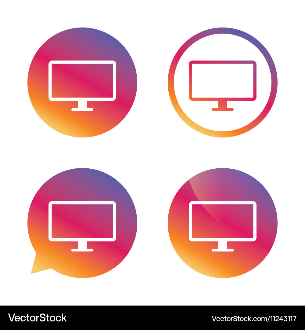 Computer widescreen monitor sign icon Royalty Free Vector