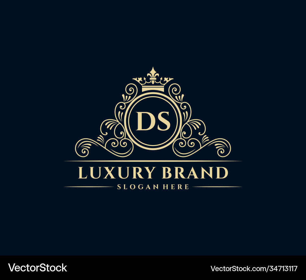 Ds initial letter gold calligraphic feminine Vector Image