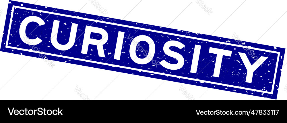Grunge blue curiosity word square rubber seal Vector Image