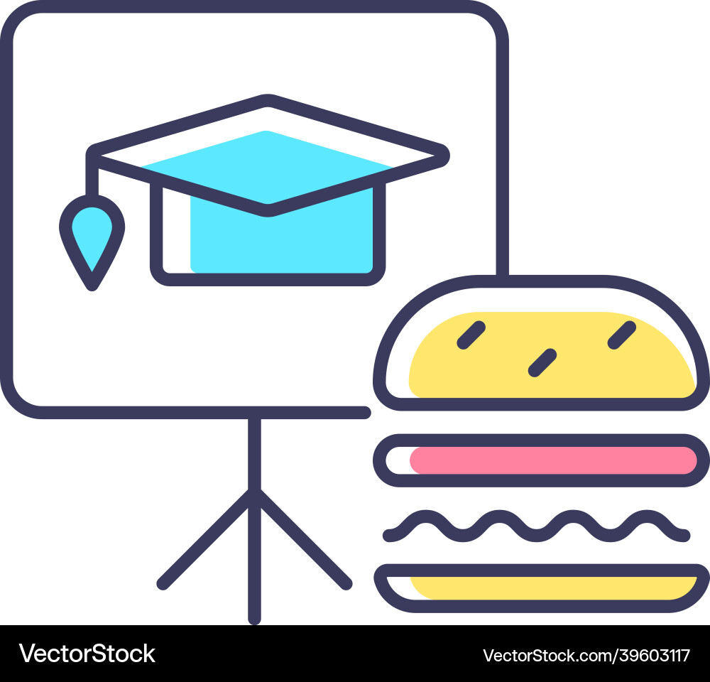 Lunch and learns rgb color icon Royalty Free Vector Image