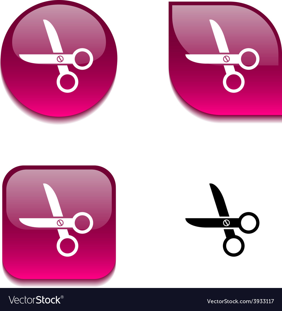 Scissors glossy button Royalty Free Vector Image
