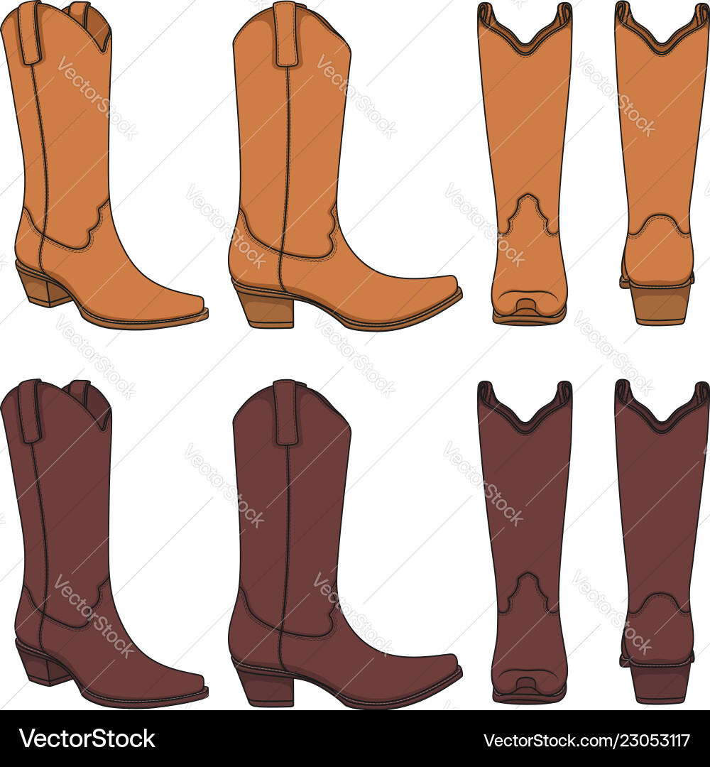 Set color with cowboy boots Royalty Free Vector Image