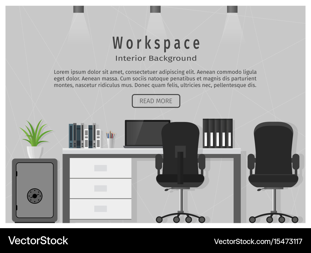 Web banner of modern office workplace workspace Vector Image