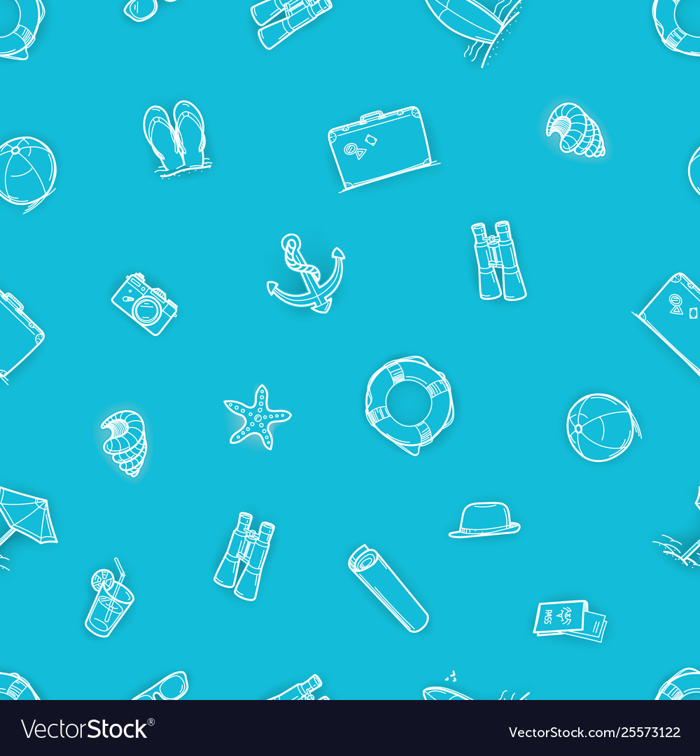 Abstract seamless pattern beach elements blue Vector Image