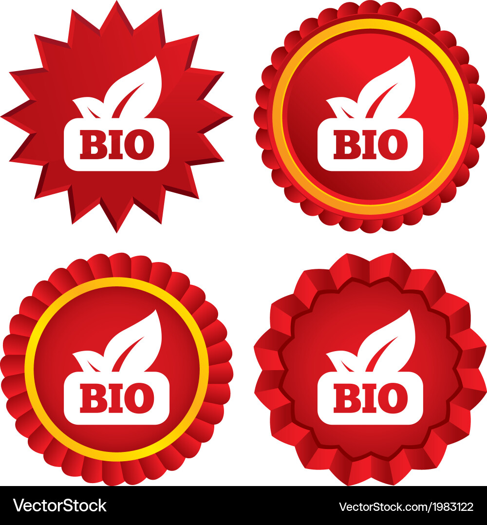 Bio product sign icon leaf symbol Royalty Free Vector Image