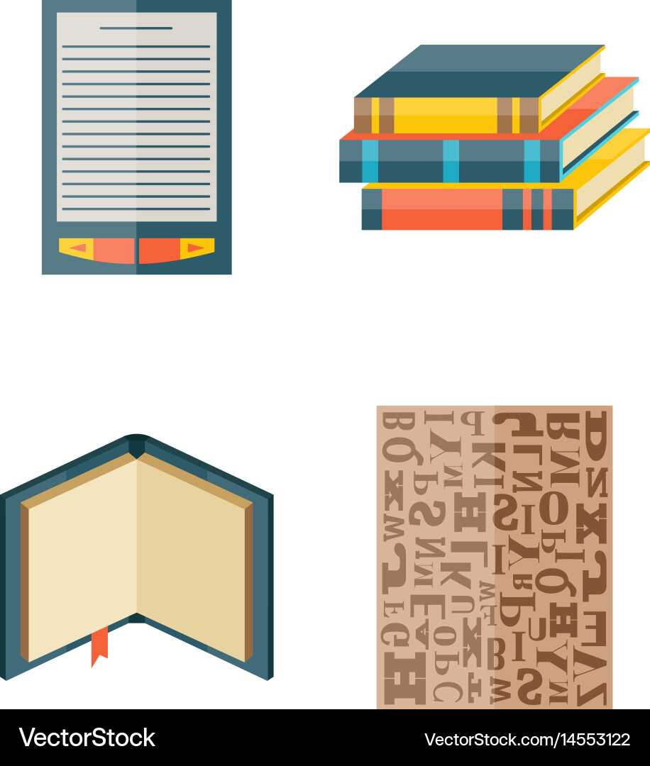 Books icons document magazine publication Vector Image