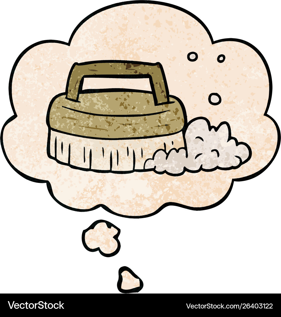 Cartoon scrubbing brush and thought bubble Vector Image