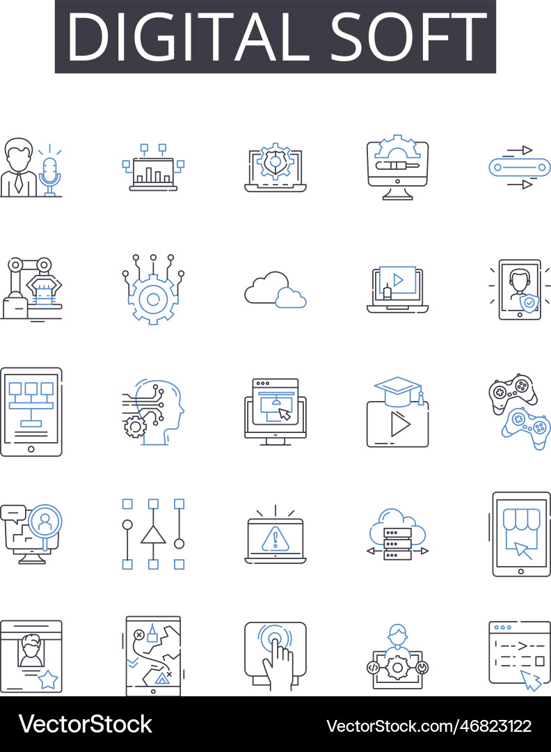 Digital soft line icons collection fairness Vector Image