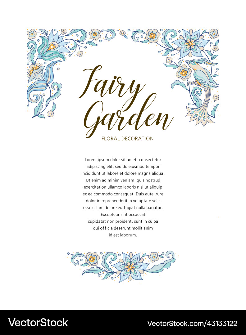 Floral frame vignette border card design template Vector Image