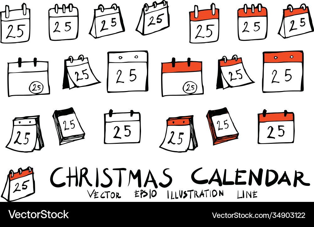 Hand drawn calendar isolated sketch black Vector Image