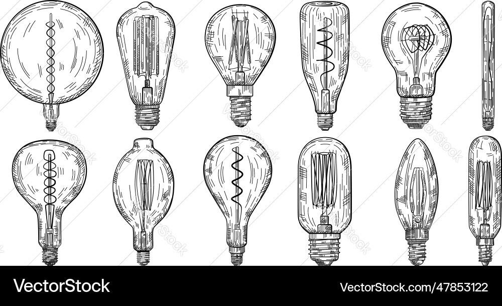 Hand drawn light bulb in vintage engraved style Vector Image