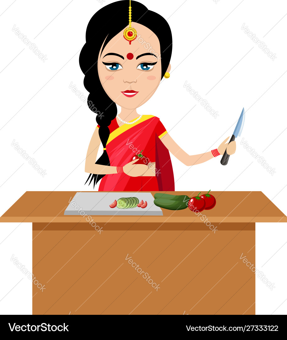 Indian woman working on white background Vector Image
