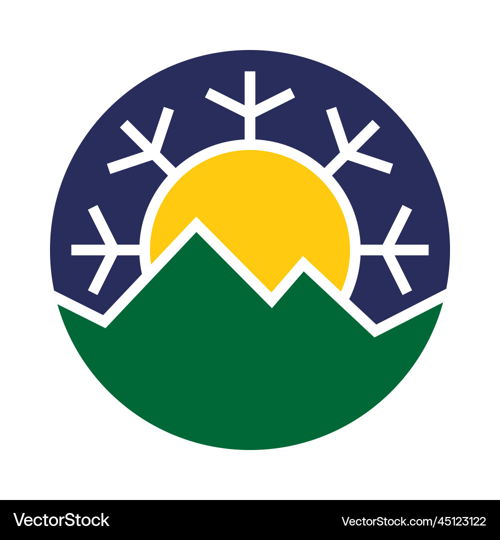 Nature with snowflake sun and mountains Royalty Free Vector