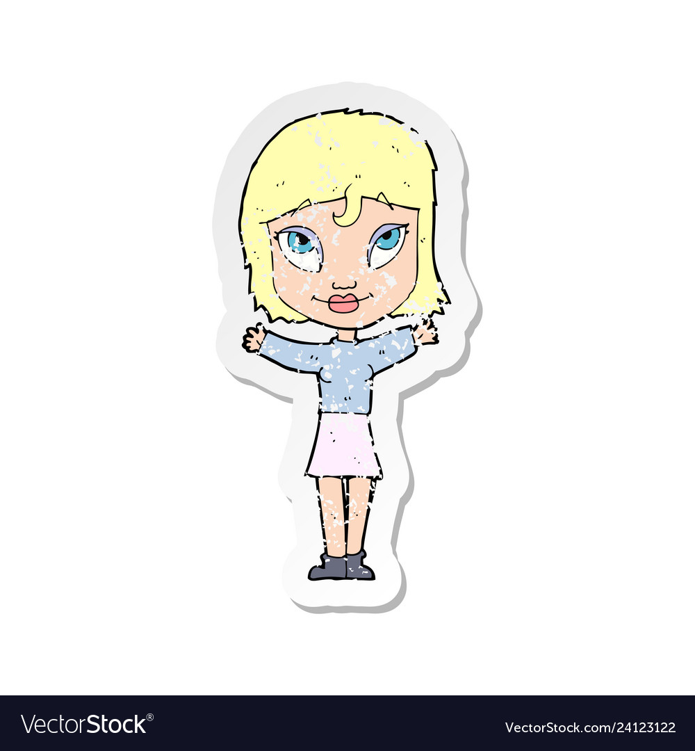 Retro distressed sticker a cartoon woman Vector Image