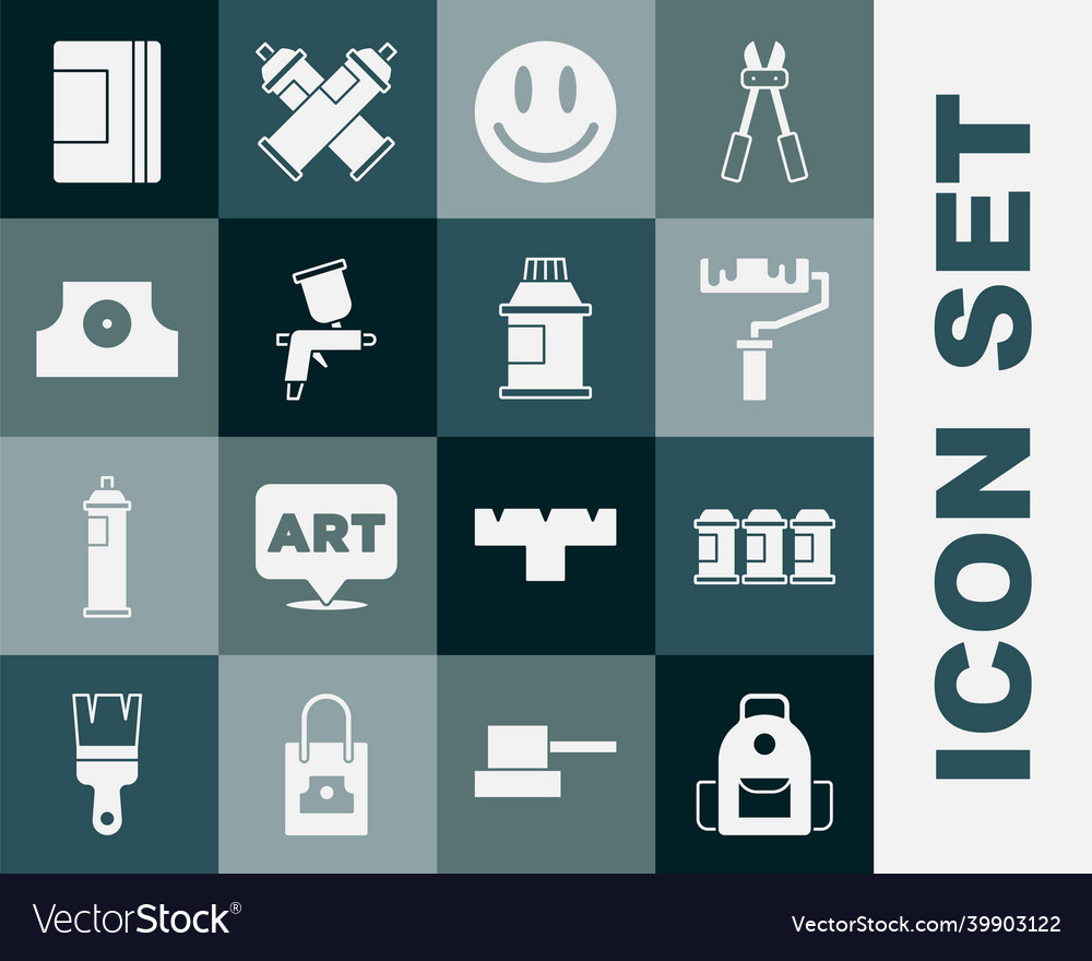 Set school backpack paint spray can roller brush Vector Image Set school backpack paint spray can roller brush Vector Image