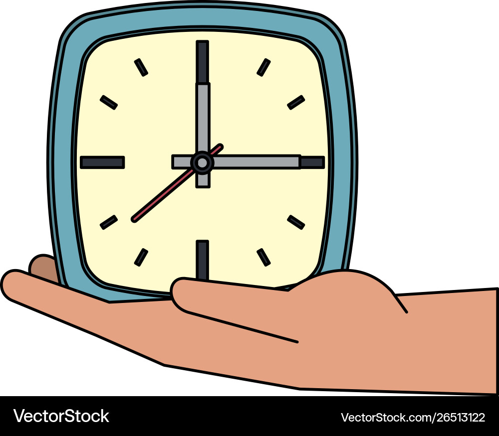 Time clock watch alarm cartoon Royalty Free Vector Image