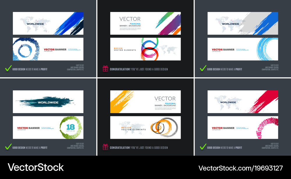 Abstract set of modern horizontal website Vector Image