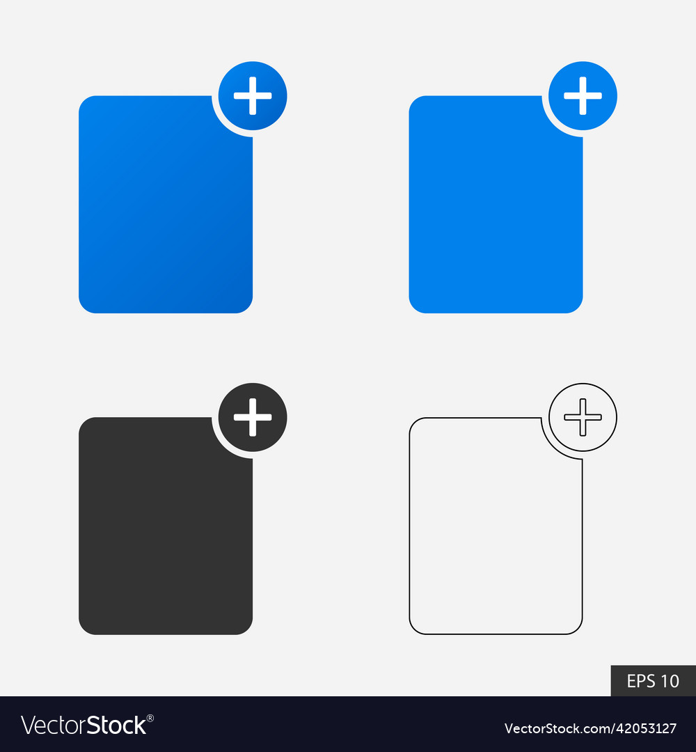 Add page icon or document symbol set Royalty Free Vector